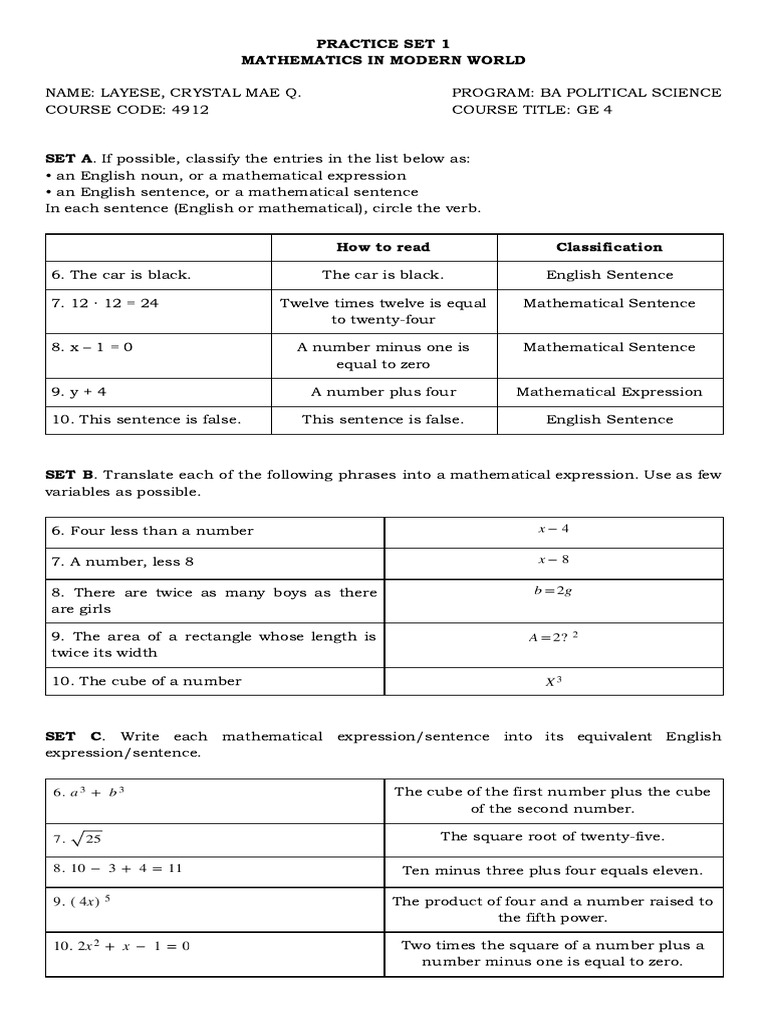 Mathematics Practice Set Guide | PDF | Numbers | Function (Mathematics)