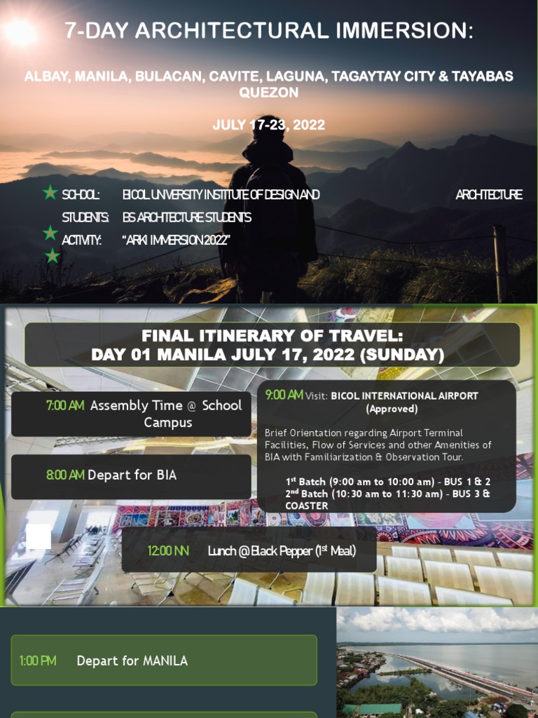7 Day Architectural Immersion Final | Download Free PDF | Manila | Meal