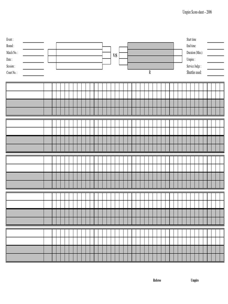 Blank Score Sheet | PDF