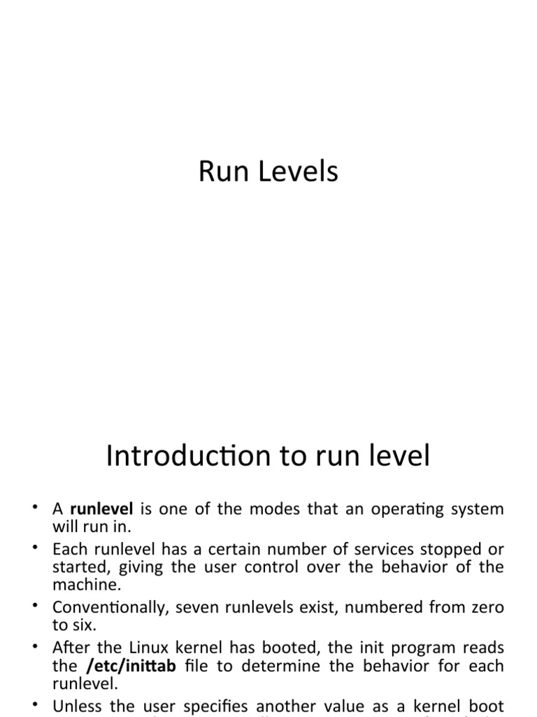 Run Levels and How To Change Run Level | PDF