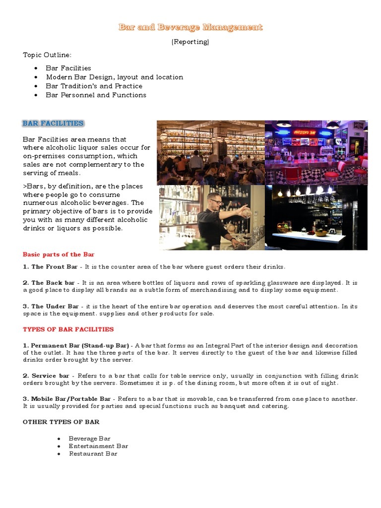 Bar and Beverage Management | PDF | Bar (Establishment) | Waiting Staff