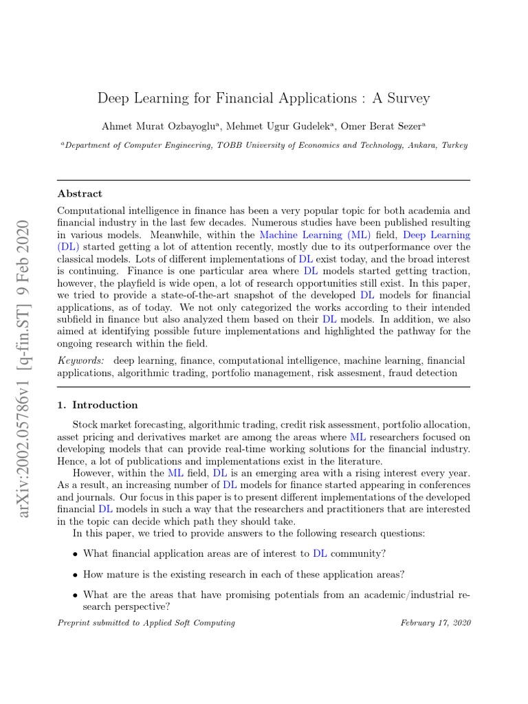 Deep Learning For Financial Applications - A Survey | PDF | Artificial Neural Network ...
