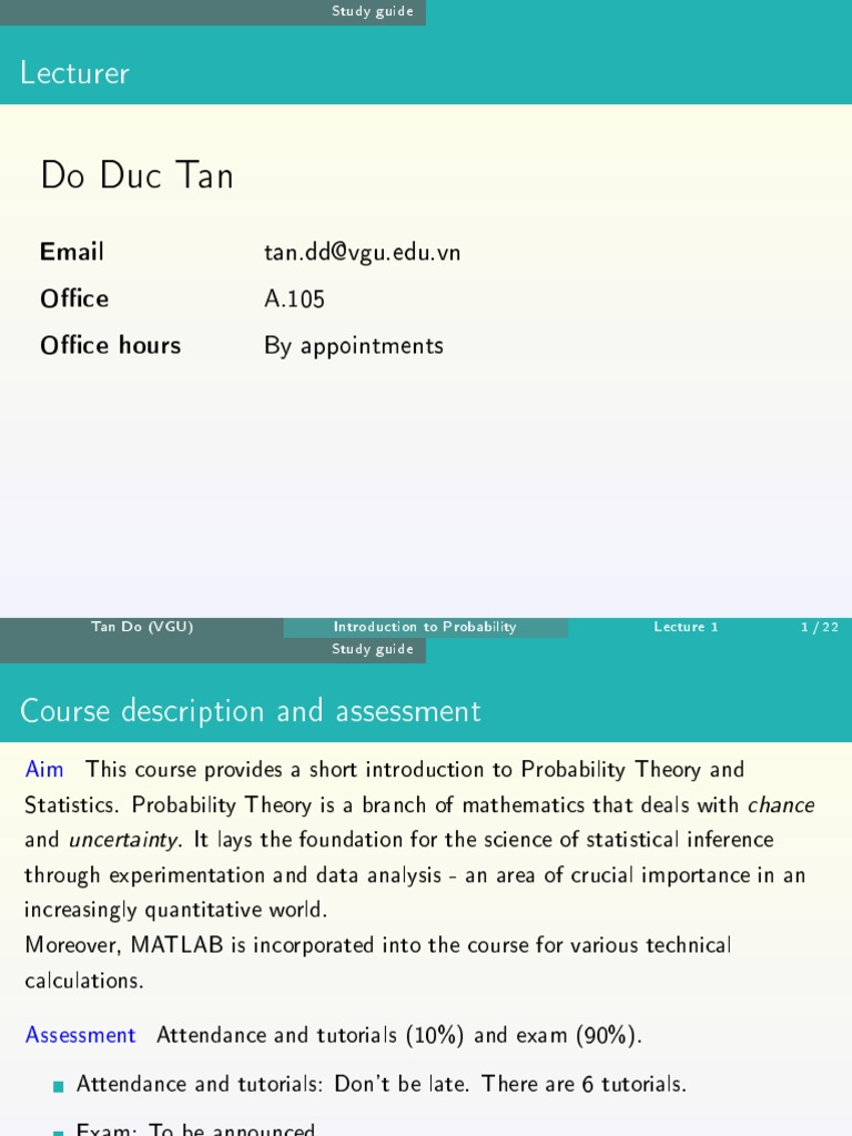 Lecture 1 | PDF | Probability | Statistics