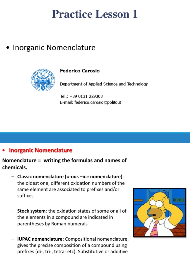 Inorganic Nomenclature | Download Free PDF | Ion | Chemical Compounds