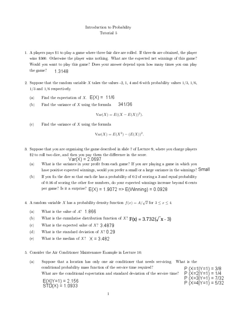 Tutorial 5 | PDF | Variance | Statistical Theory
