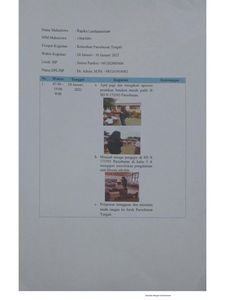 Logbook 3 - Rapika Lumbantoruan - 19045091 - Dr. Afnita. M.pd. | PDF