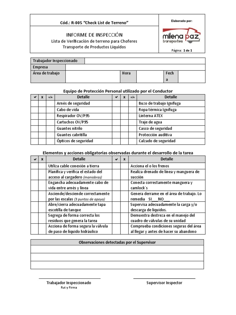R-005 (Registro - Check List de Terreno) | PDF