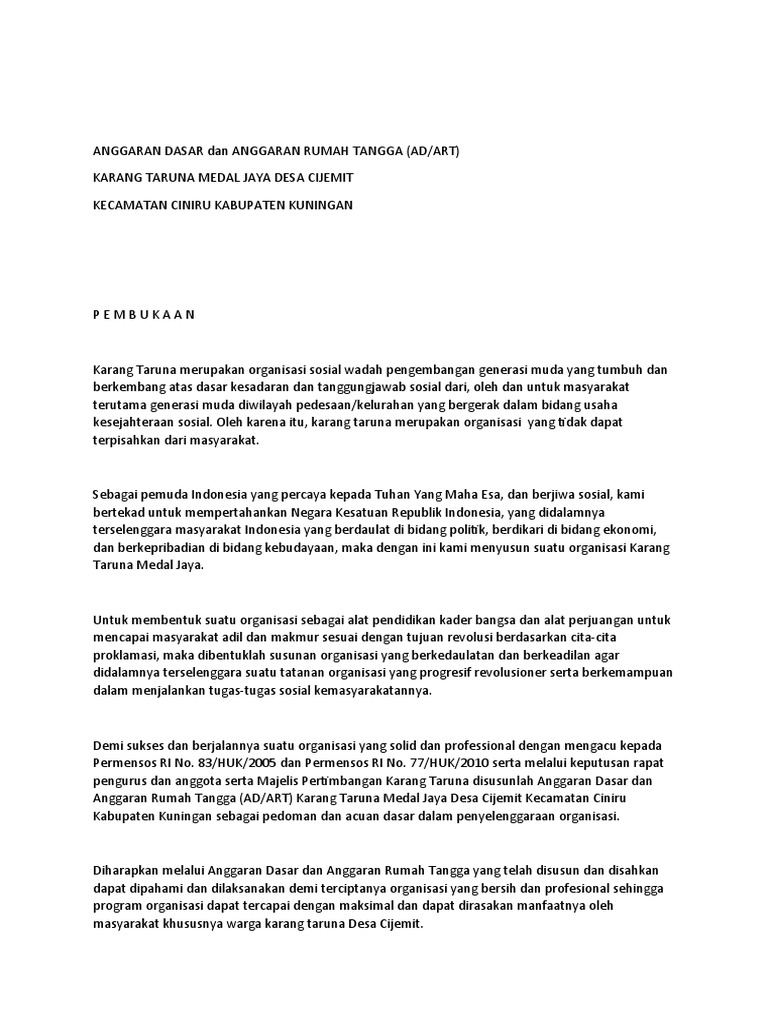 Adrt KT | PDF | Ilmu Sosial