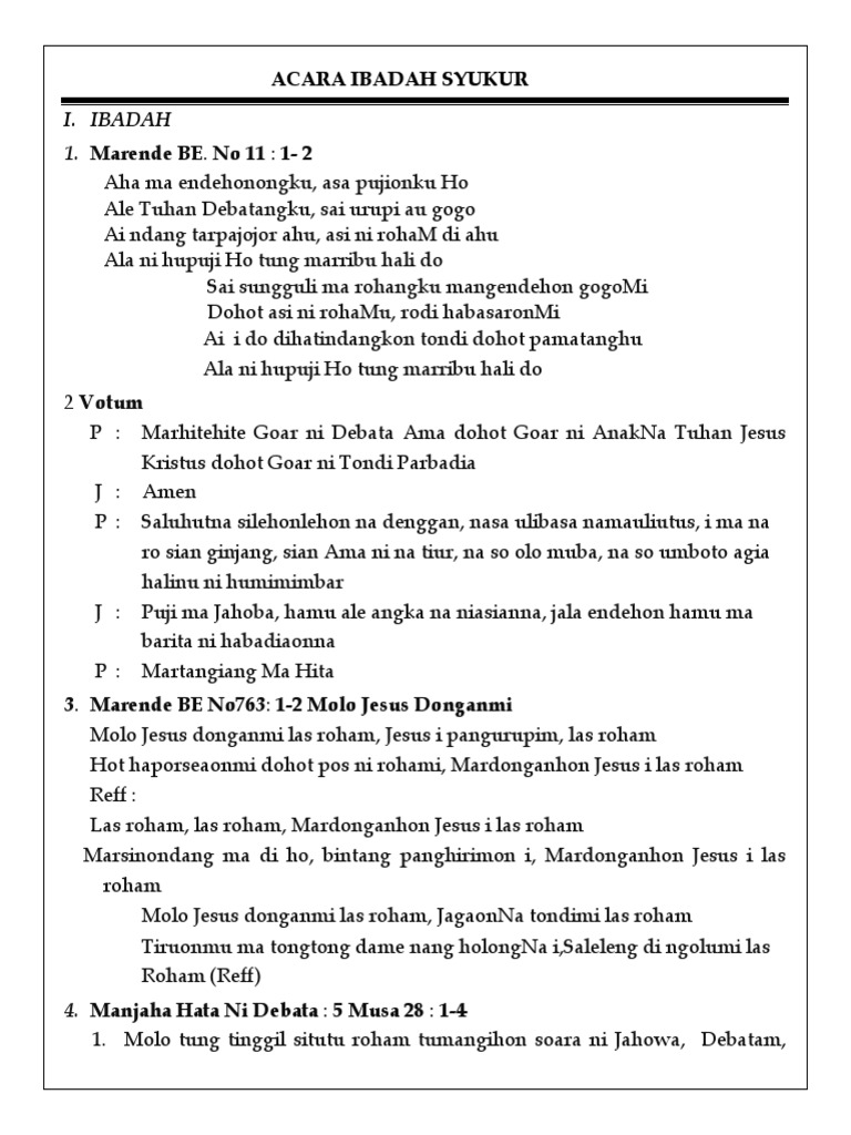 Acara Ibadah Syukur | PDF