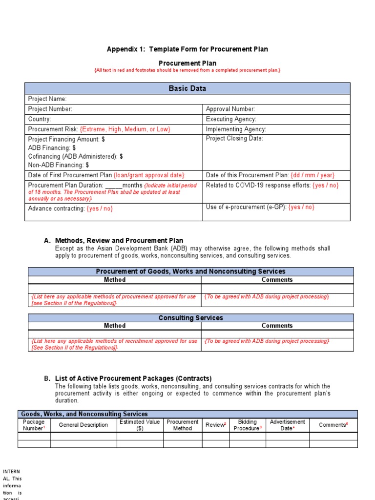 Procurement Plan Template Spp5 202106 | PDF | Procurement | Asian ...