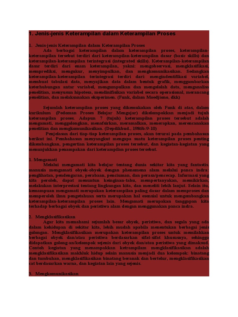 Jenis Jenis Keterampilan | PDF