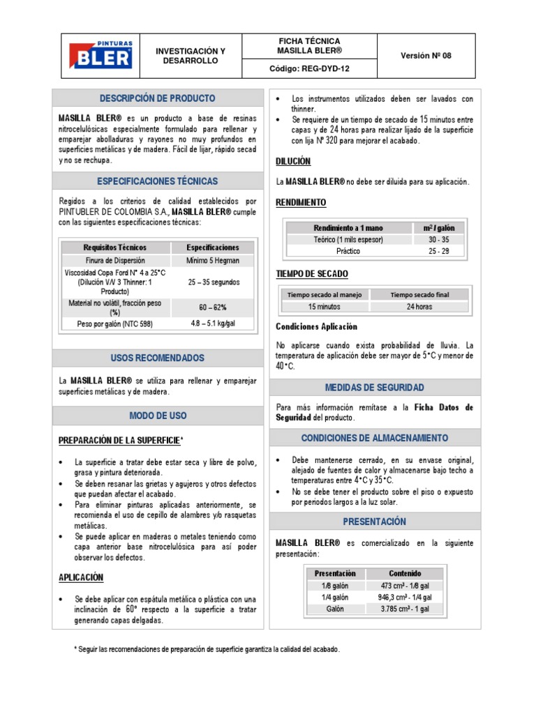 F T - Masilla-Bler® | PDF