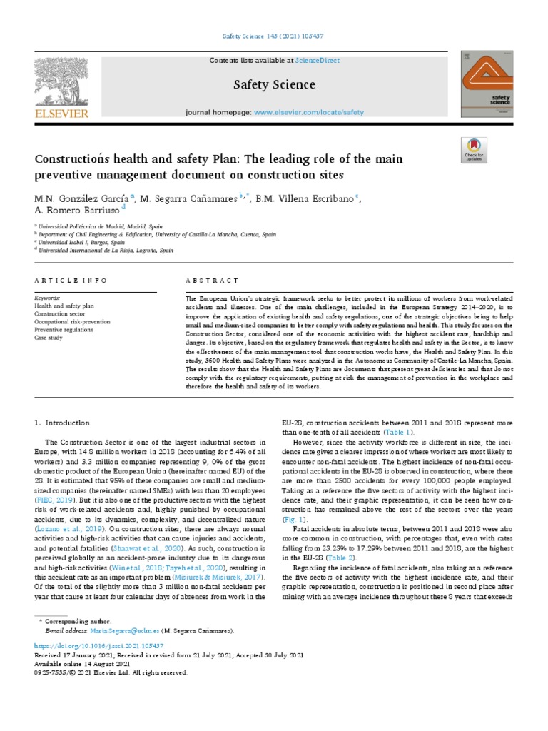 Constructiońs Health and Safety Plan - The Leading Role of The Main ...