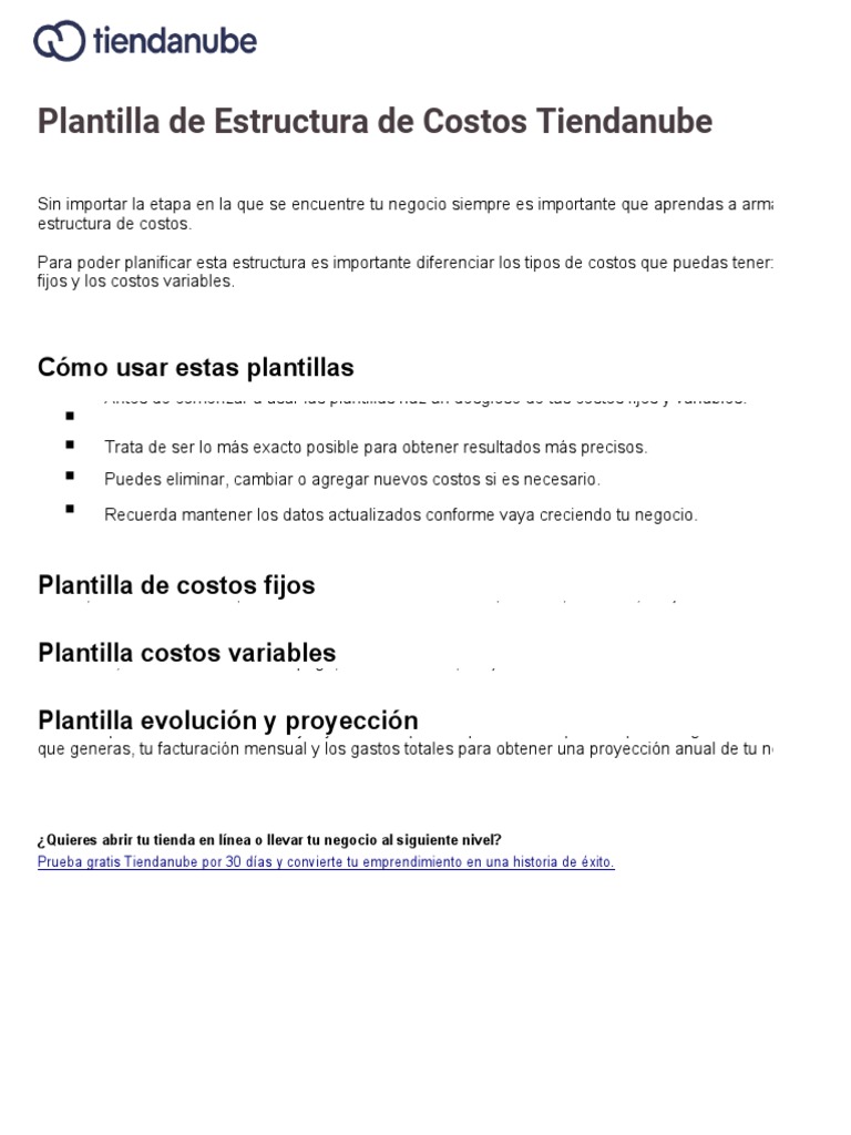 Plantilla de Estructura de Costos | Descargar gratis PDF | Economias