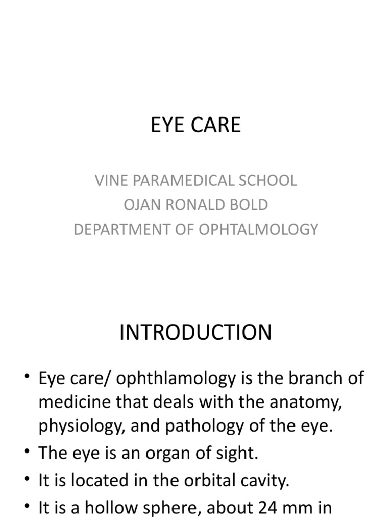 Eye Care Introduction | PDF | Human Eye | Cornea