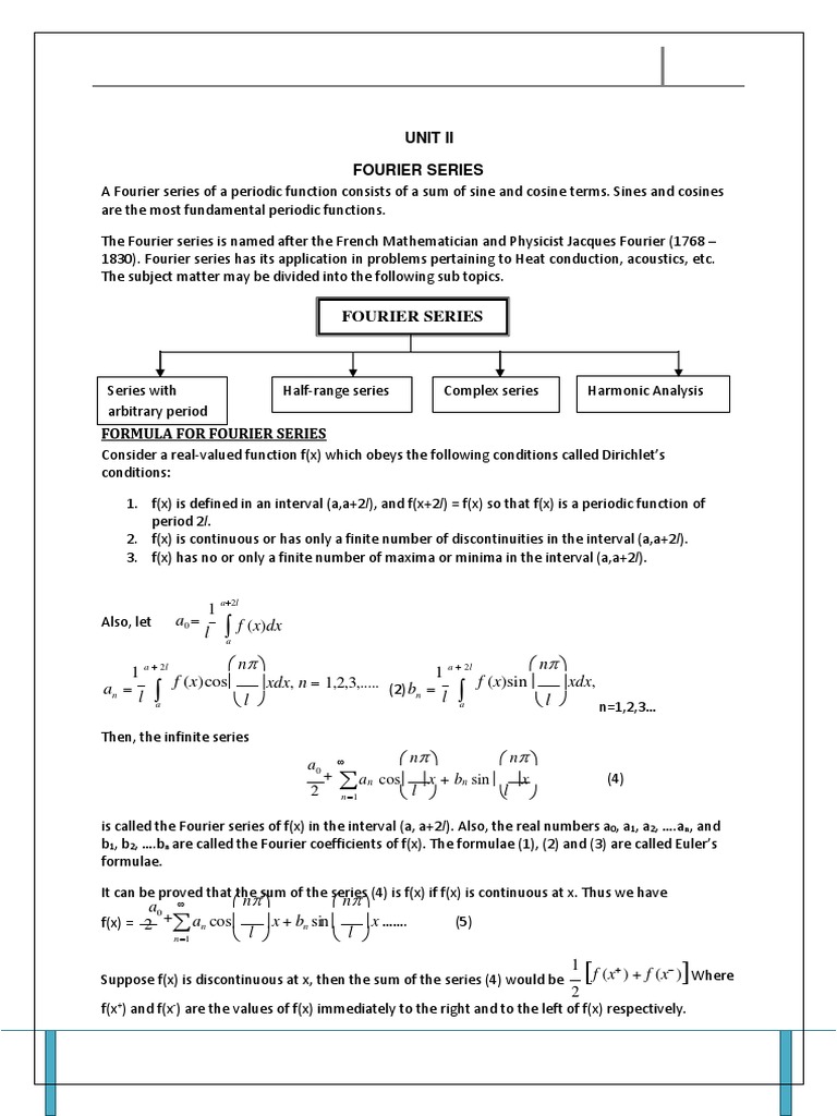 Unit II | PDF | Fourier Series | Trigonometric Functions