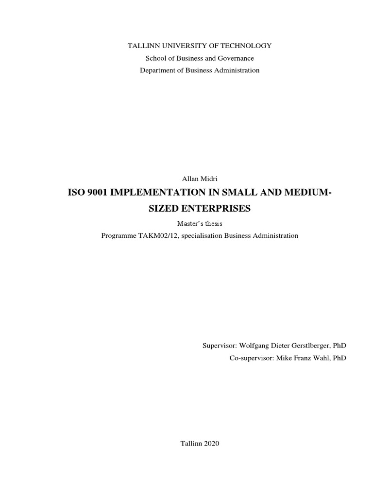 Iso 9001 Implementation in Small and Medium-Sized Enterprises | PDF ...