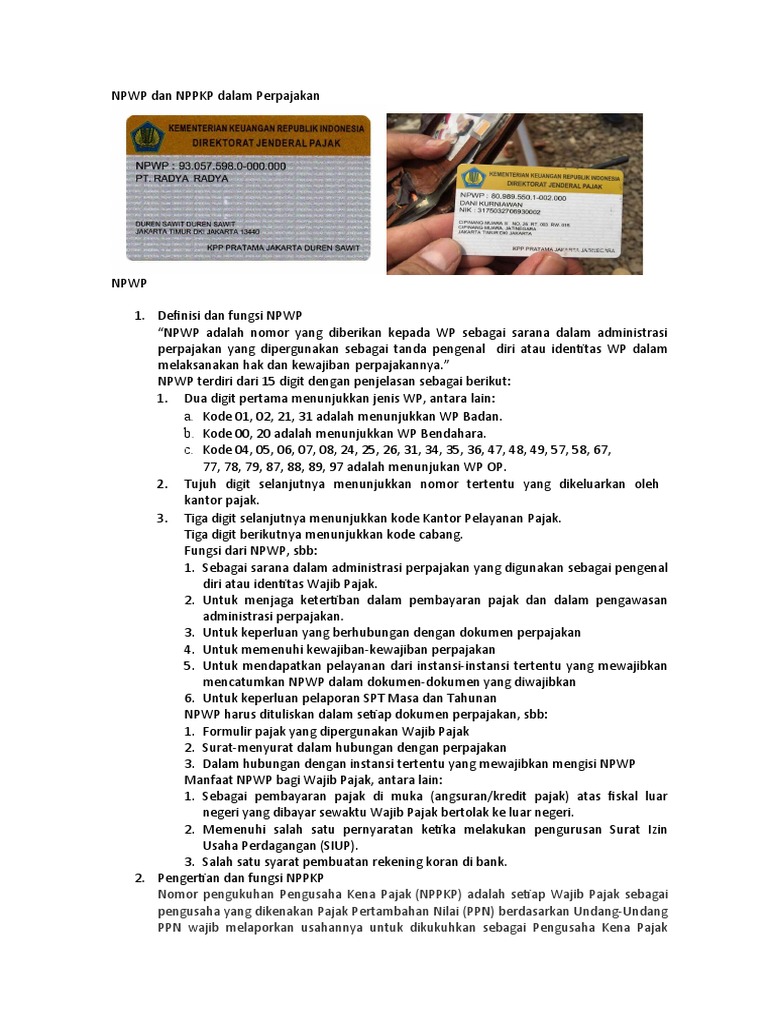 NPWP Dan NPPKP Dalam Perpajakan | PDF