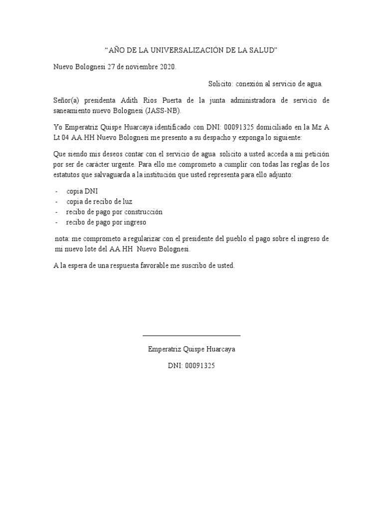 Solicitud JASS | PDF