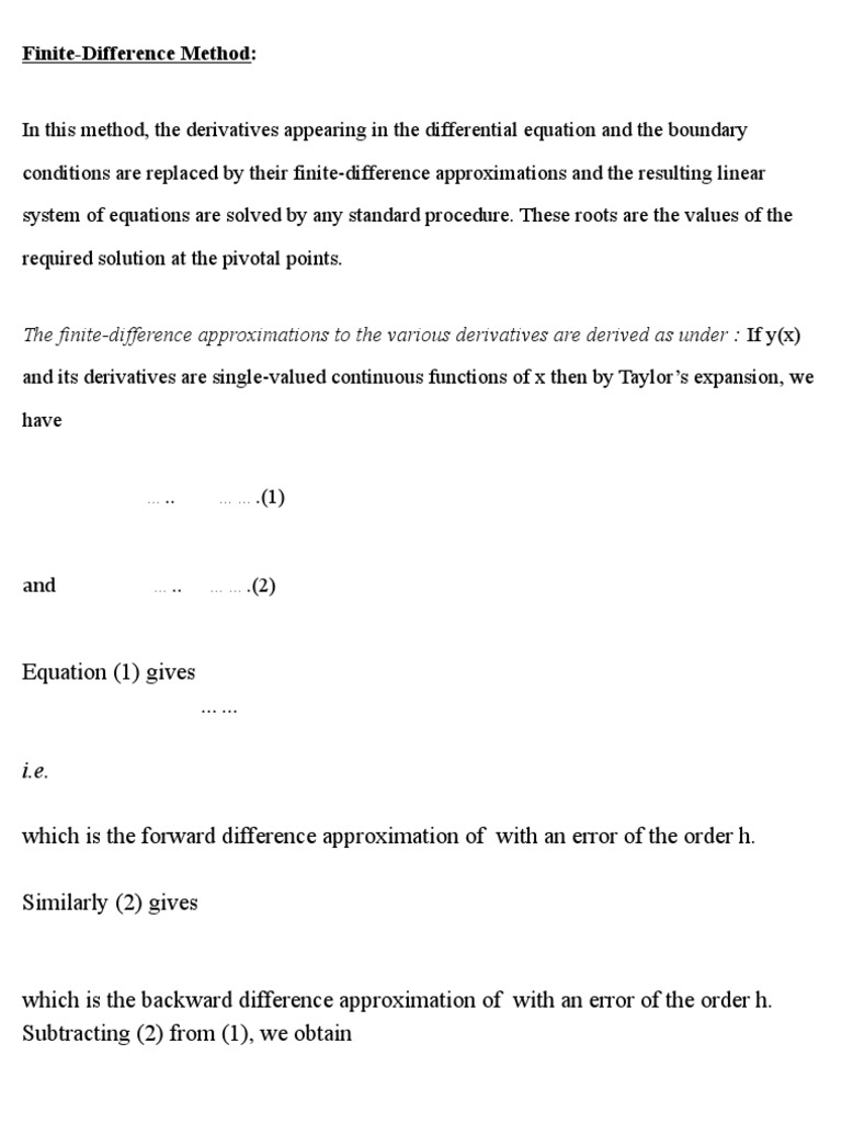 Finite Difference Method Explained | PDF | Finite Difference | Equations