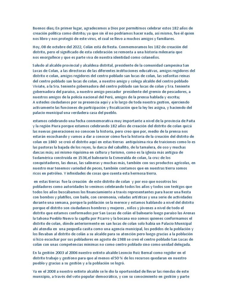 Discurso | PDF | Alcalde