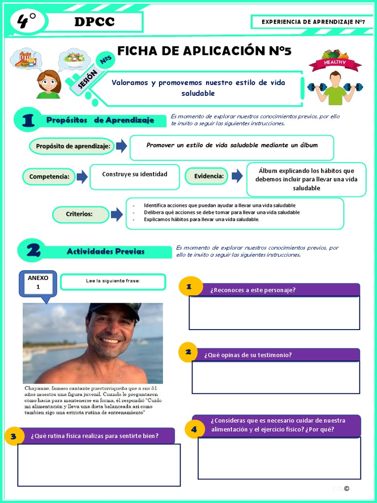 Ficha de Aplicación-Sesión 5-Sem.3-Exp.7-Dpcc | PDF | Mente | Salud mental