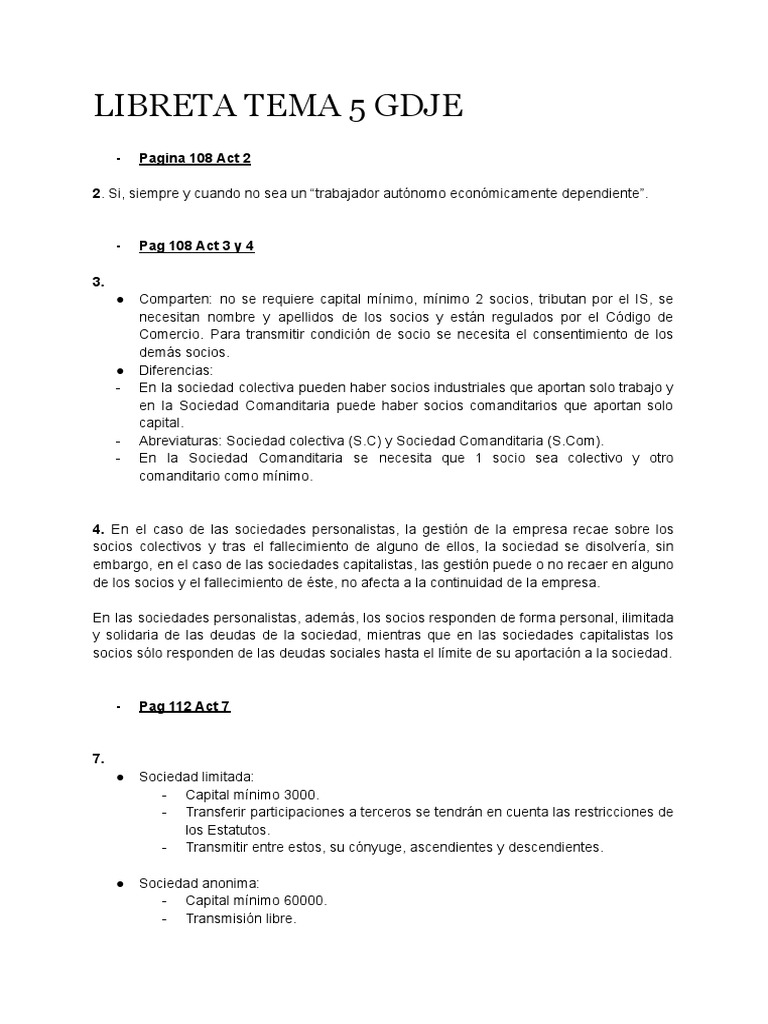 Libreta Tema 5 Gdje | PDF | Sociedad de responsabilidad limitada | Business