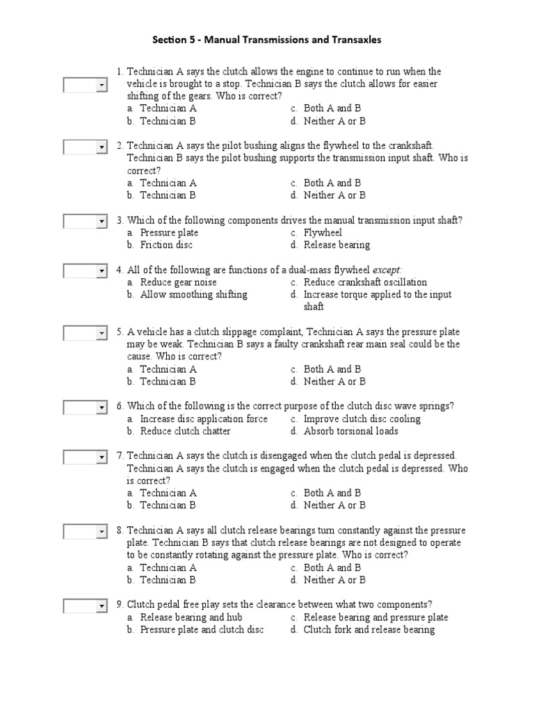 Section 5 - Manual Transmissions and Transaxles | PDF | Clutch | Manual ...