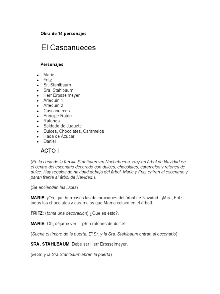 Guión de El Cascanueces: Obra de Teatro | PDF | El cascanueces ...