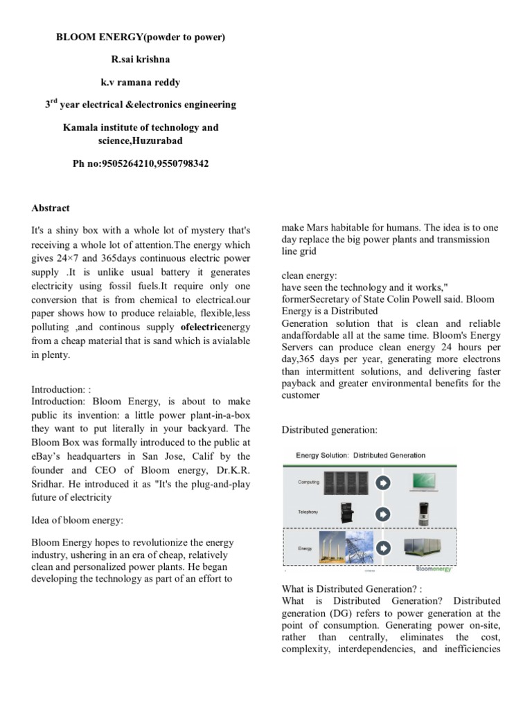 Bloom Energy Headquarters Overview | PDF | Fuel Cell | Solid Oxide Fuel ...