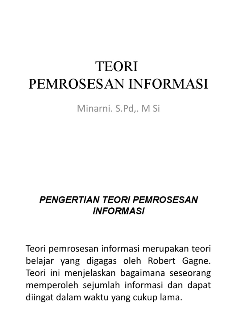 Teori Pemrosesan Informasi | PDF