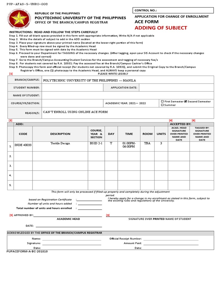 Ace Form Template 4 1 | PDF