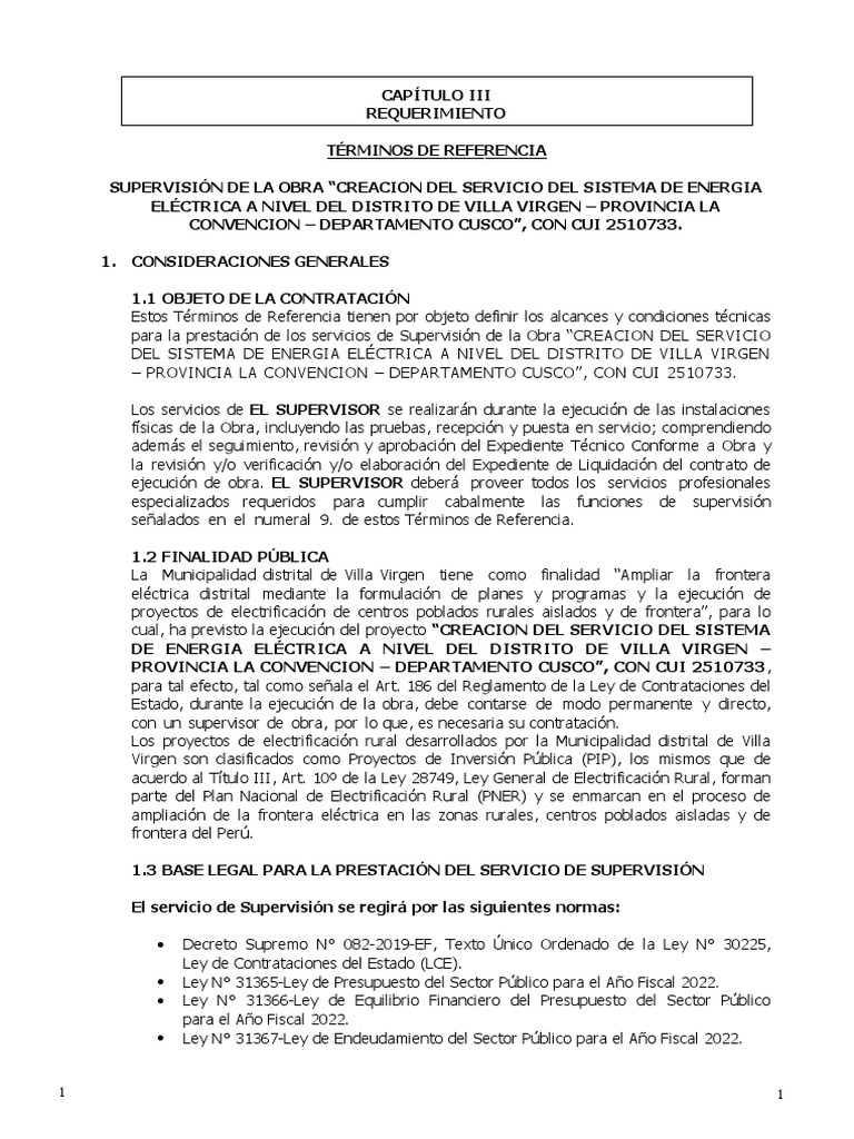 TDR Supervision Electrificacion | PDF | Seguro | Corrupción política