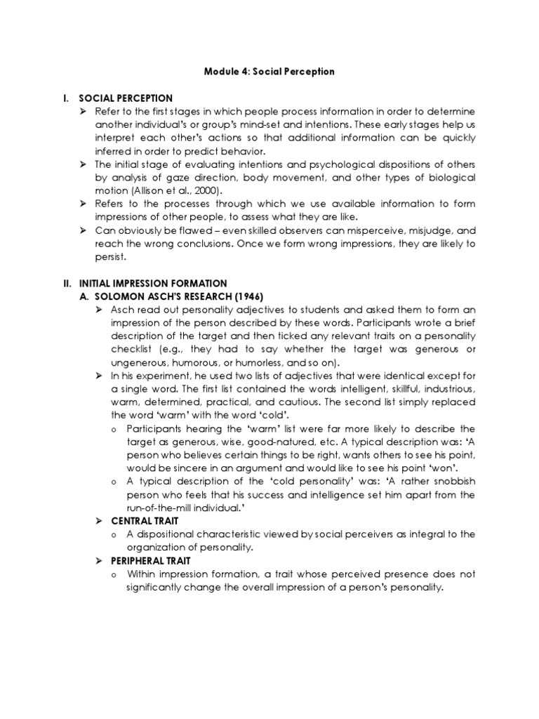 Module 4.1 Social Perception | PDF | Recall (Memory) | Memory Module 4.1 Social Perception | PDF | Recall (Memory) | Memory