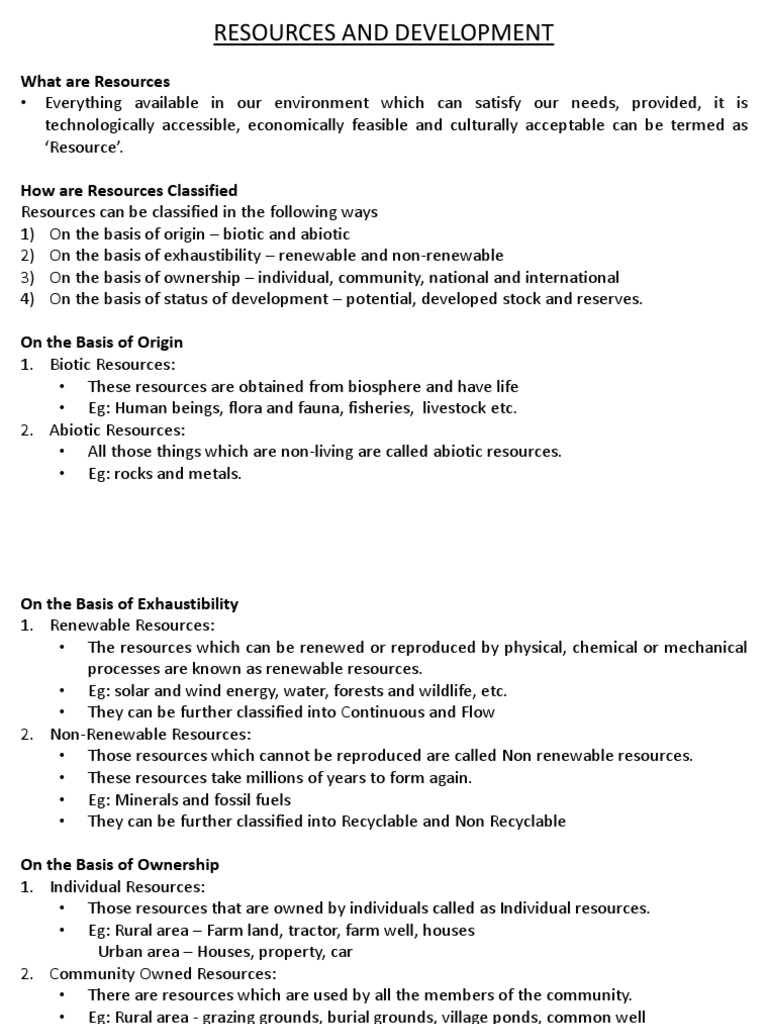 Class 10 Geography: Resources & Development | PDF
