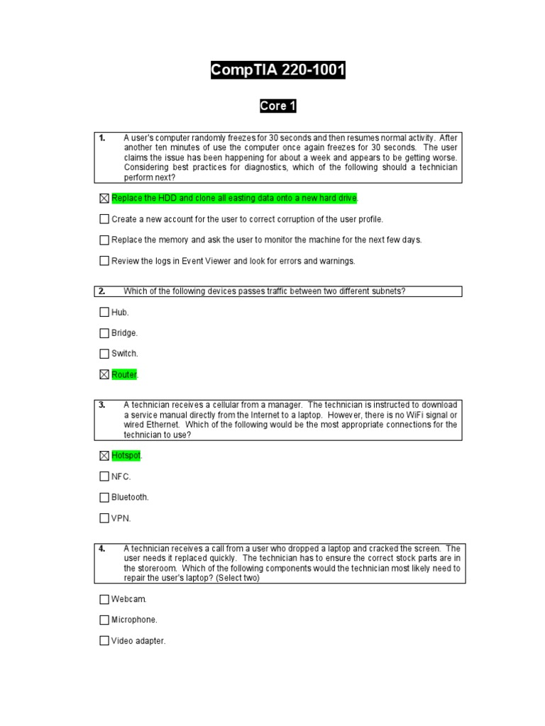 CompTIA A+ 220-1001 Practice Questions | PDF | Computer Network | Ip ...