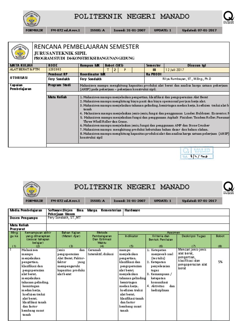 RPS Alat Berat Dan PTM | PDF
