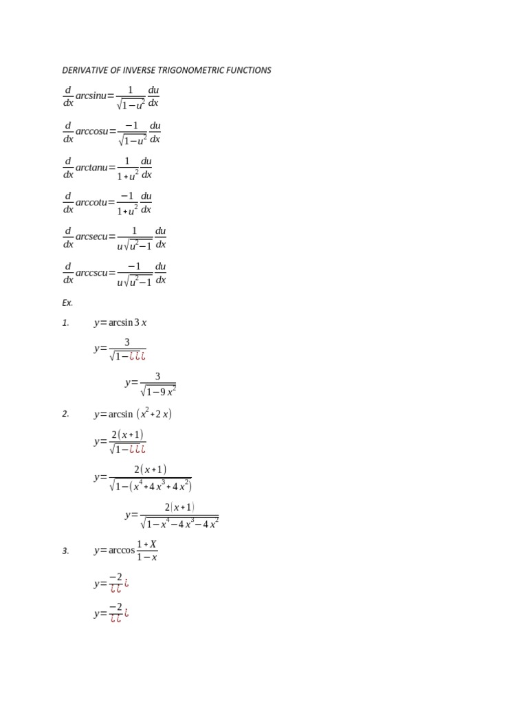 Derivatives of Inverse Trig Functions | PDF | Manifold | Lie Groups