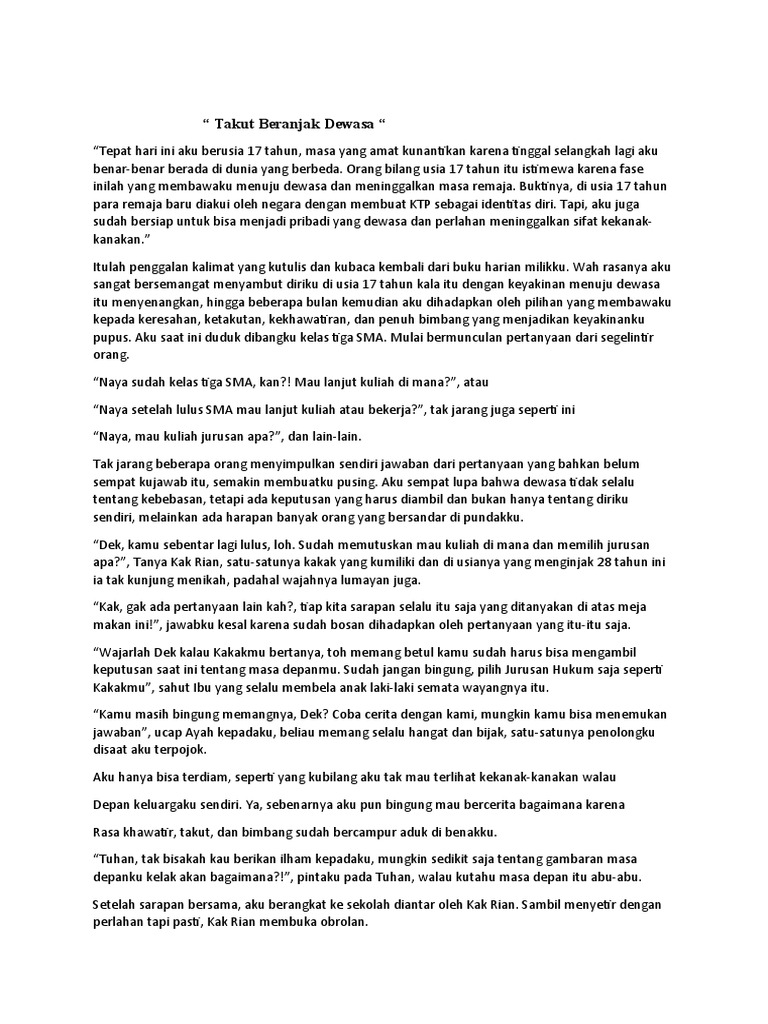 Takut Beranjak Dewasa | PDF