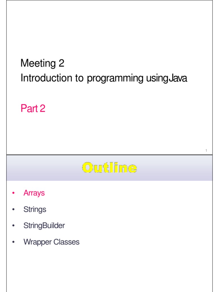 M251 Meeting 2 Updated 2 | PDF | String (Computer Science) | Array Data Type