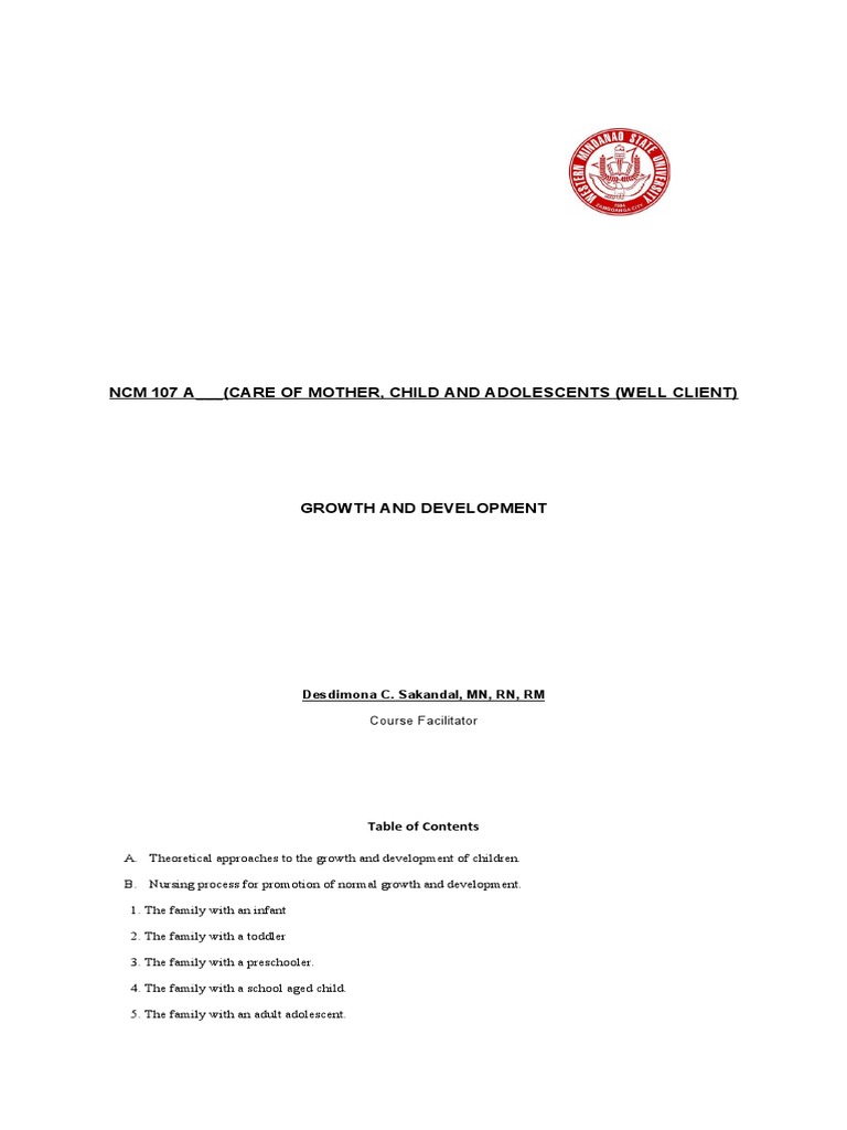 LESSON 1 NCM 107A Module Final Term | PDF | Developmental Psychology | Child Development