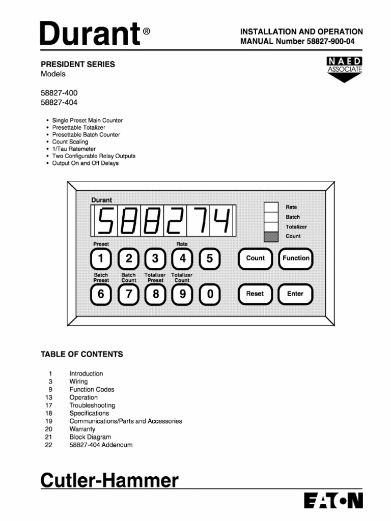4180 Digital Durant Counter Manual | PDF