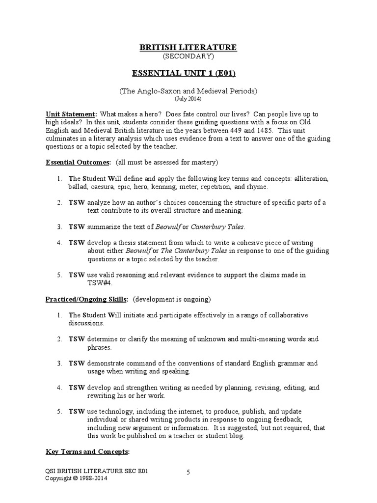 British Lit E01 | PDF | Poetry | Metre (Poetry)