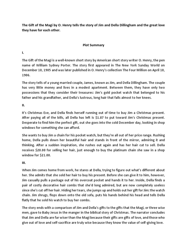 The Gift of The Magi SUMMARY | PDF | O. Henry