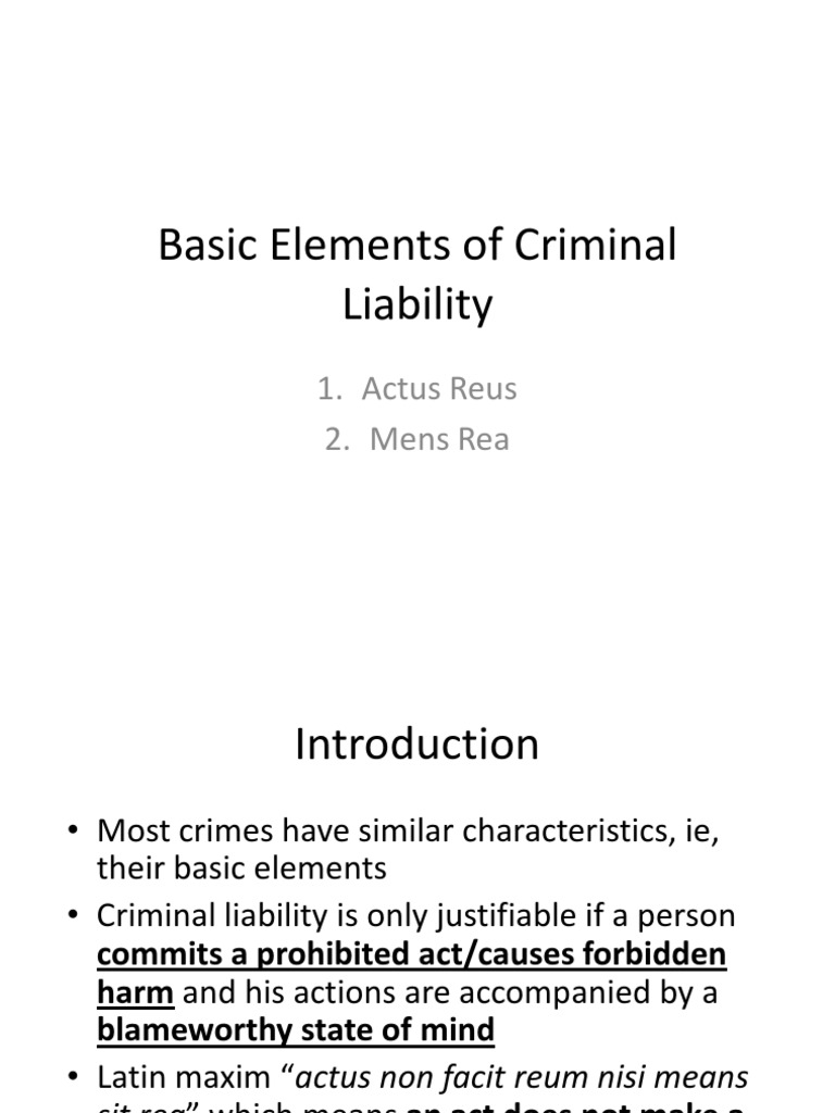 Elements of Criminal Liability Explained | PDF | Social Science | Self ...