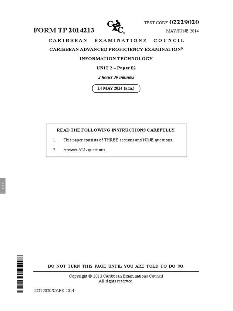 CAPE IT 2014 Unit2 Paper2 | PDF | World Wide Web | Internet & Web