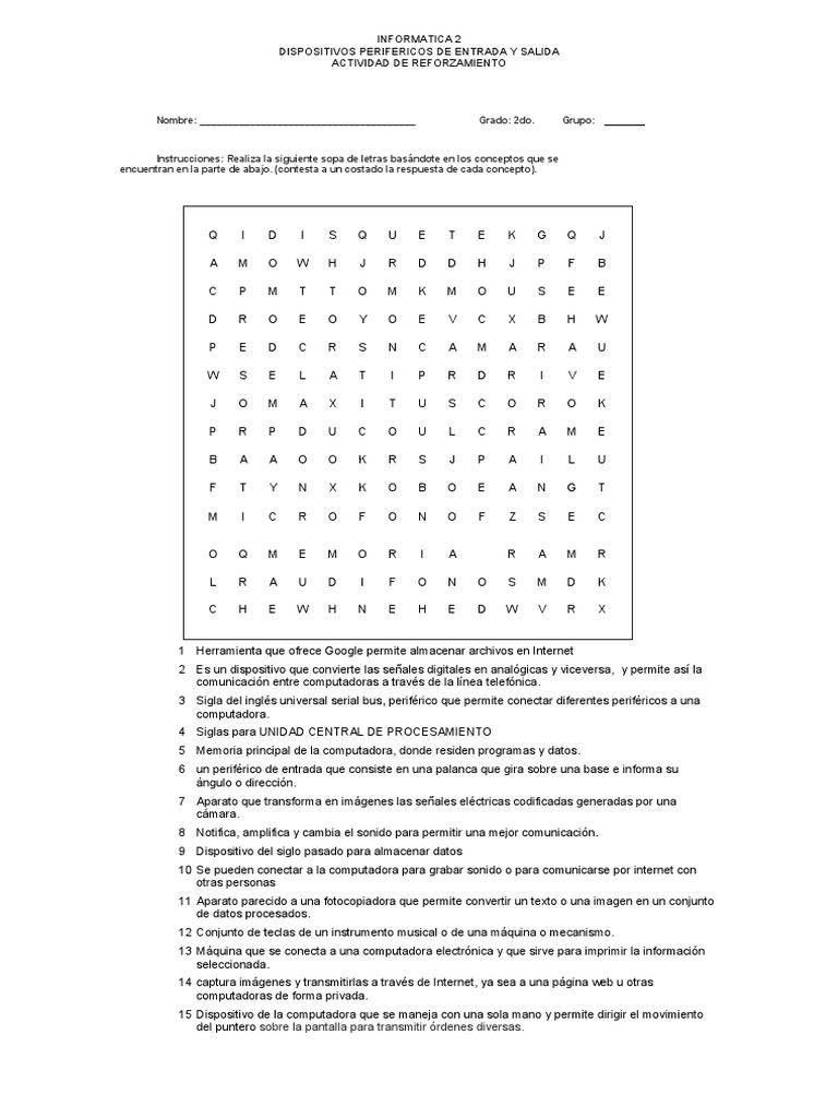 Sopa de Letras 2 | PDF | Periférico | Hardware de la computadora