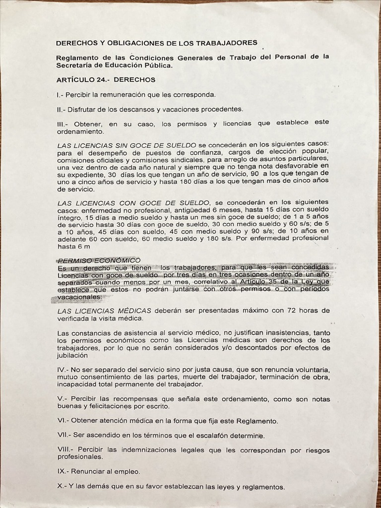 Derechos y Obligaciones de Los Trabajadores, Reglamento de Las ... Derechos y Obligaciones de Los Trabajadores, Reglamento de Las ...
