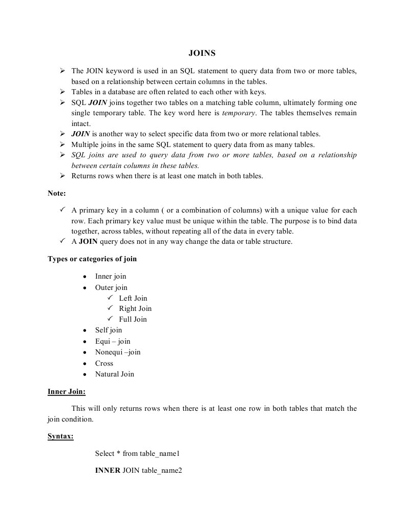 Joins | PDF | Table (Database) | Data Management