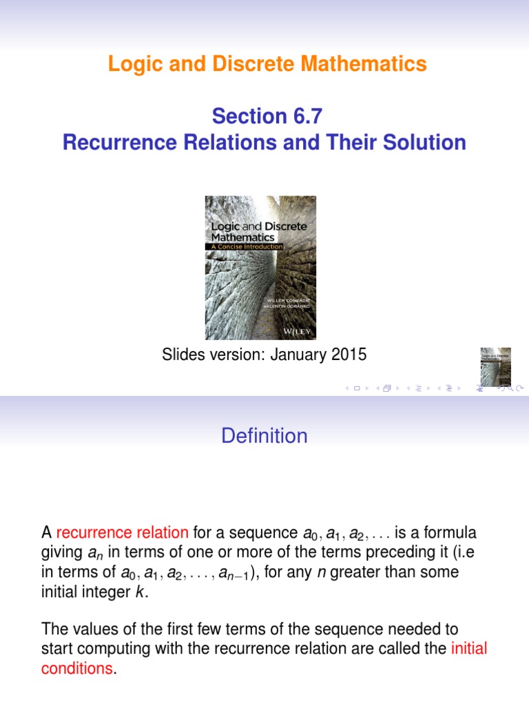 Logic Lecture Slides Pdf Recurrence Relation Zero Of A Function